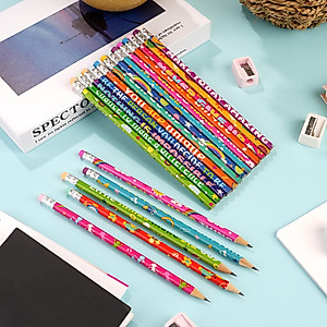 100 Pcs Motivational Pencils Bulk, Rainbow Inspirational School Pencils for Classroom, Cute Pencils with Encourage Positive Sayings, Back to School Supplies for Kids Student Teacher Classroom Reward