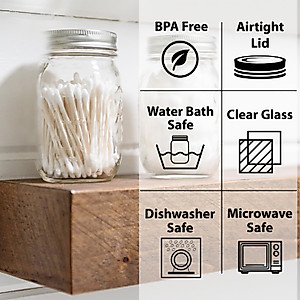 Wide Mouth Mason Jars 32 oz. (4 Pack) - Quart Size Jars with Airtight Lids and Bands - Made in USA - for Canning, Fermenting, Pickling, or DIY Decors and Projects - Bundled with Jar Opener