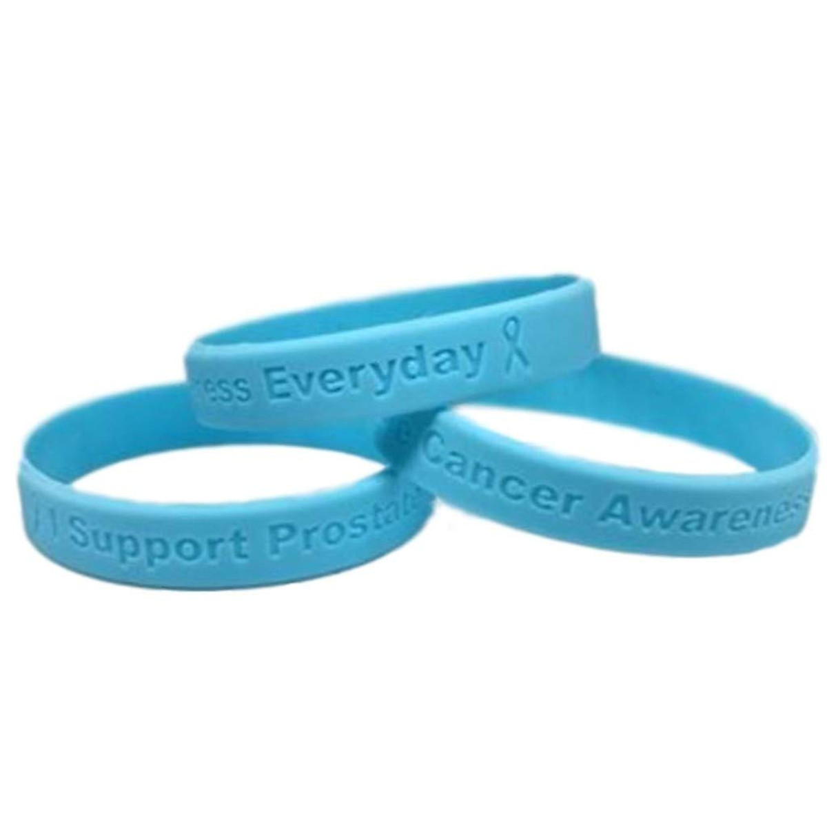 Jeirles Wholesale 25 Light Blue Prostate Cancer Awareness I Support Prostate Cancer Awareness Everyday - 100% Medical Grade Silicone Bracelets (25 Bracelets)