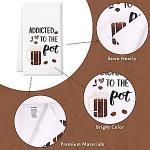 Vansolinne Coffee Kitchen Towels Funny Dish Towels Coffee bar Decor Set of 4 - Decorative Waffle Towels，Funny Hostess Gift,Housewarming Gift,Wedding Shower Gift,Gifts for Mom