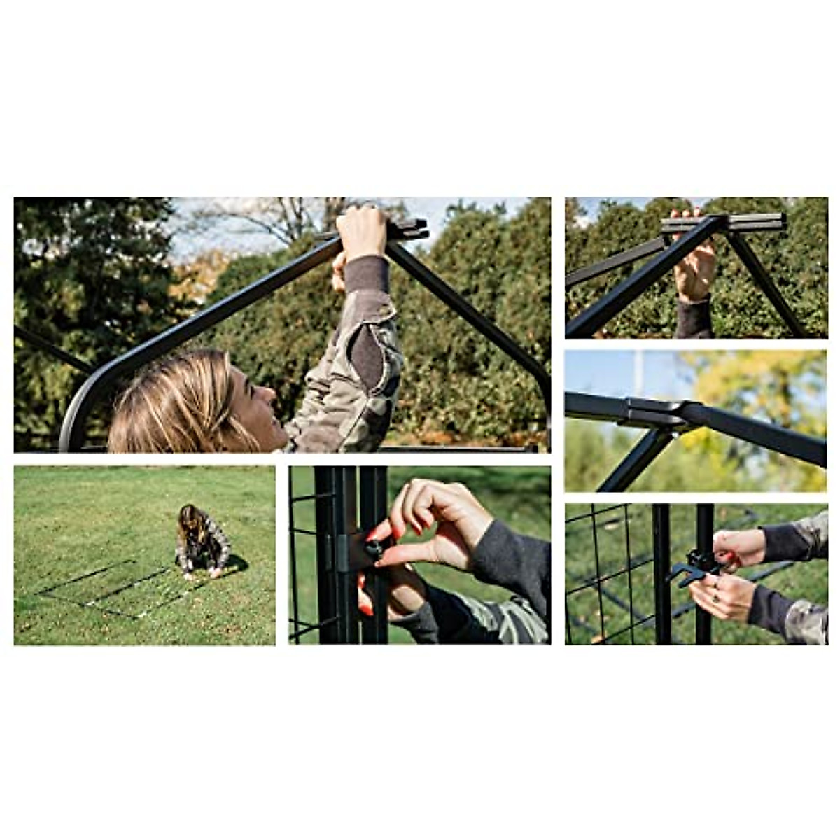 Olympia Tools 4x4x6 Dog Kennel - Outdoor Dog Kennel Small with UV Protection Waterproof Cover, Welded Wire Dog Kennels - Ideal for Dog, Pet Cage, Yard Wire Fence, Patio Crates, Black (90-542)