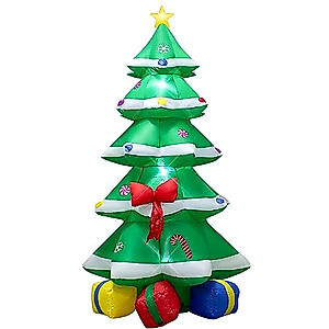 6 Foot Christmas Inflatable Christmas Tree with Gift Box Decoration with LED Lights,Cute Blow up Christmas Tree Indoor Outdoor Decoration - WM - 22