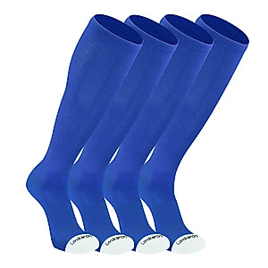 Londkaron Elite Soccer Socks (3 Pairs) Team Sport Knee High Socks for Youth & Adult (Royal/White, Medium)