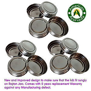 Replacement Lids for IKEA RAJTAN Glass Spice Jar 5 Oz (400.647.02) Stainless Steel Caps lids set of 12 pieces by American Ayurveda