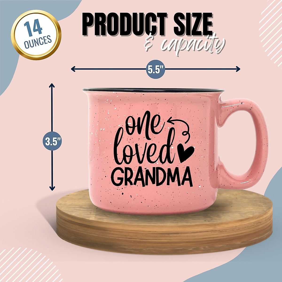 Cute Funny Coffee Mug for Grandma - One Loved Grandma - Unique Fun Gifts for Grandmother, Grandma from Grandkids - Coffee Cups & Mugs with Quotes
