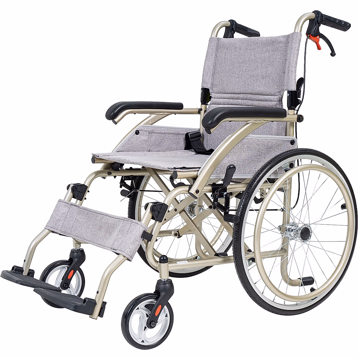 HomyKing Ultra Lightweight Wheelchair, Foldable Transport Wheelchairs for Adults with Swing-Away Footrest
