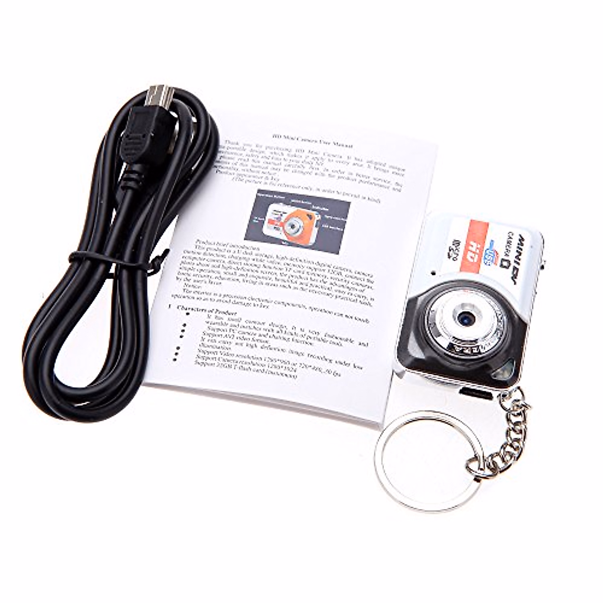 Andoer Digital Camera X6 Portable Ultra Mini High Denifition Kids Camera Mini DV Support 32GB TF Card with Mic-White with Gray