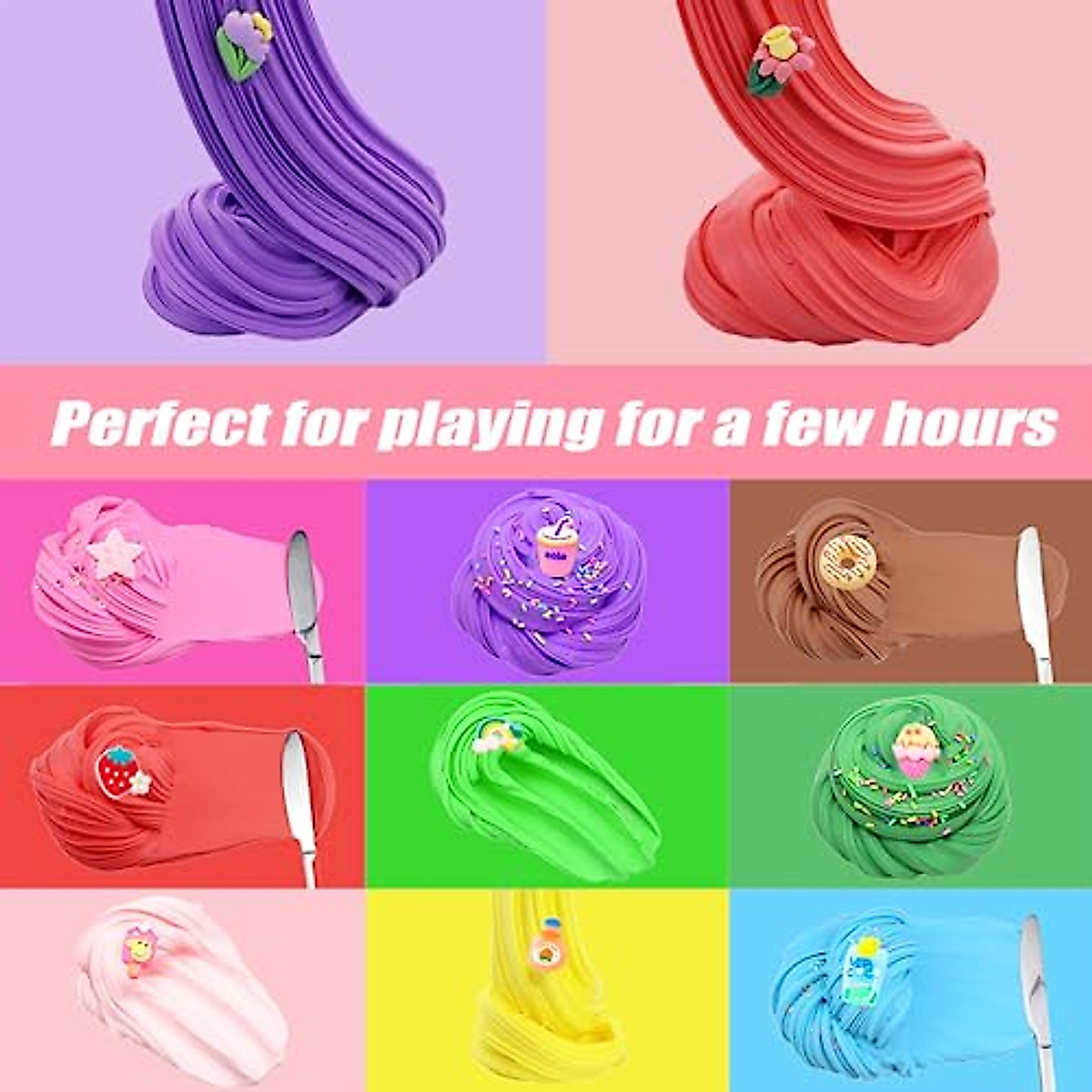 10 Pack Butter Slime Kit for Girls, Putty for Kids, Scented Cloud Slime, Dope Slimes Pack, Cute Water Slime, Peachybbies Slime, Ice Cream Slime, Surprise Silme Toys for Girls and Boys 10-12