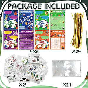 Valentines Day Cards for Kids Classroom, 24 Packs Animals and Insects Building Blocks with Valentines Day Cards for Kids Valentines Gifts Exchange, Valentine Party Favor, Classroom Exchange Prize