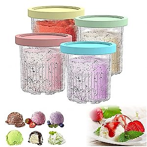 RAYPUR Creami Deluxe Pints, for Ninja Creami Pints Lids,24 OZ Creami Pint Reusable,Leaf-Proof for NC500 NC501 Series Ice Cream Maker