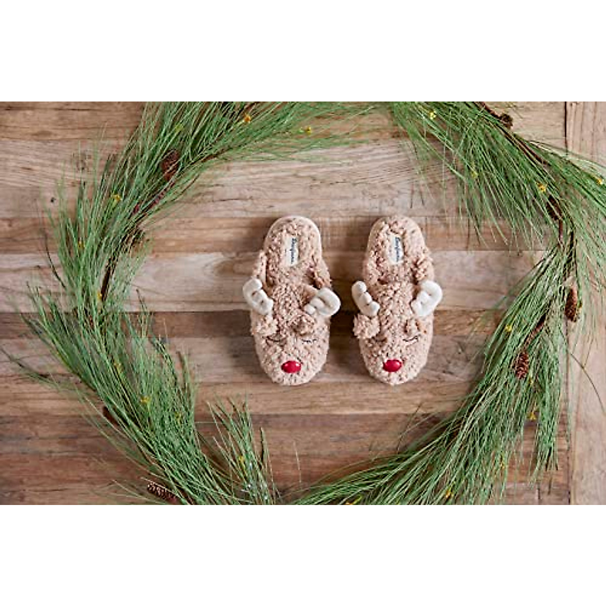 Dearfoams Matching Family Holiday Christmas Reindeer & Turkey Scuff Slipper, Baby Reindeer, US 0-3 Unisex Infant