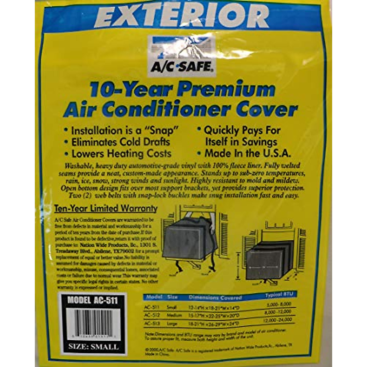 AC-Safe Large C Safe Exterior Cover Window Air Conditioners, Neutral
