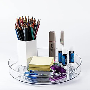 YCLADEC 4 Pack Lazy Susan 9.2" Inch Turntable Organizer Pantry Organization and Storage Container Bins Spice Rack Cabinet Rotating Condiment for Pantry Kitchen Vanity Bathroom Jewelry Holder Clear