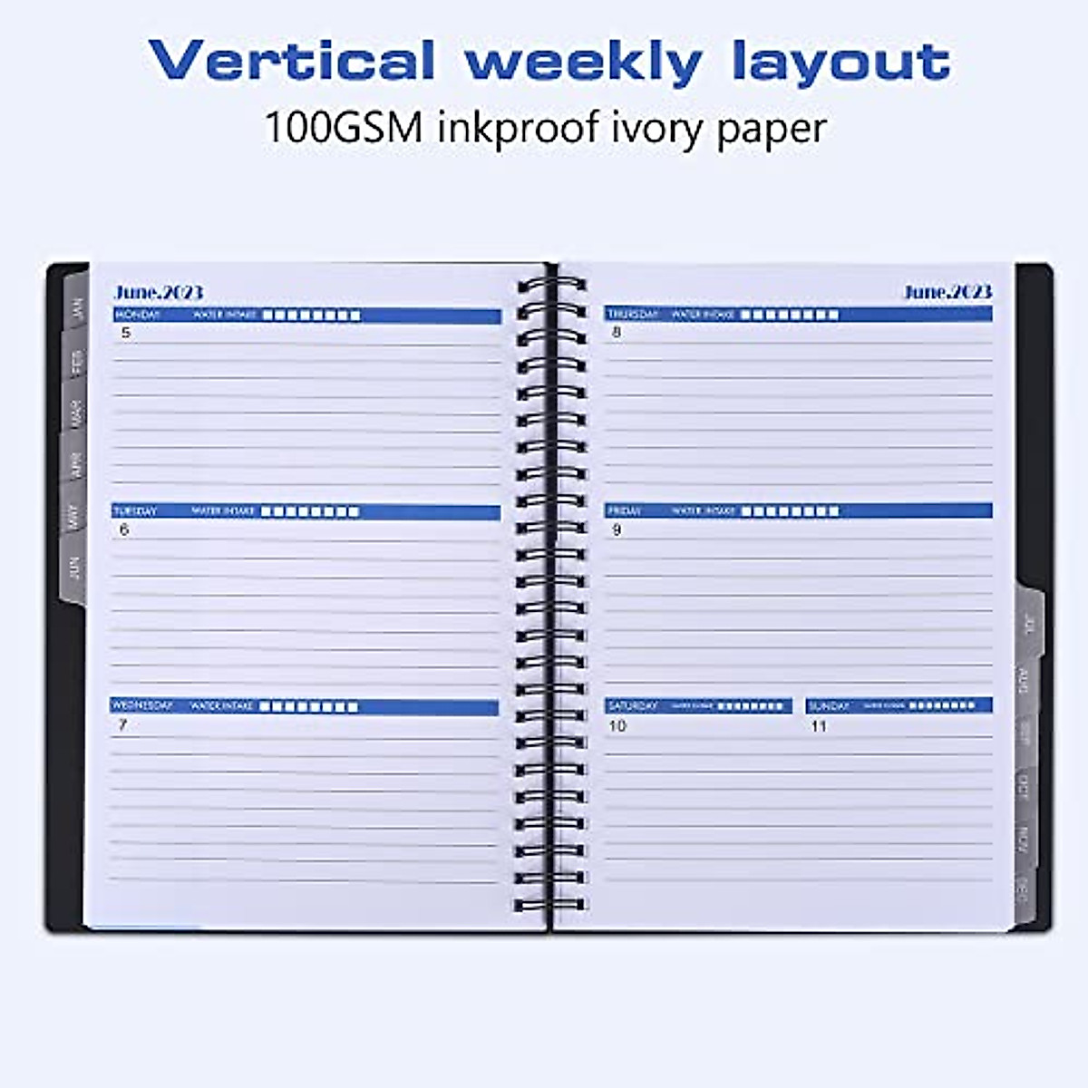 2024 Planner - Weekly Planner 2024 from January 2024 to December 2024, 5" x 8" Planner with Year Plan, Monthly Tabs, Monthly Expense & Notes, Inner Pocket, 100GSM Paper