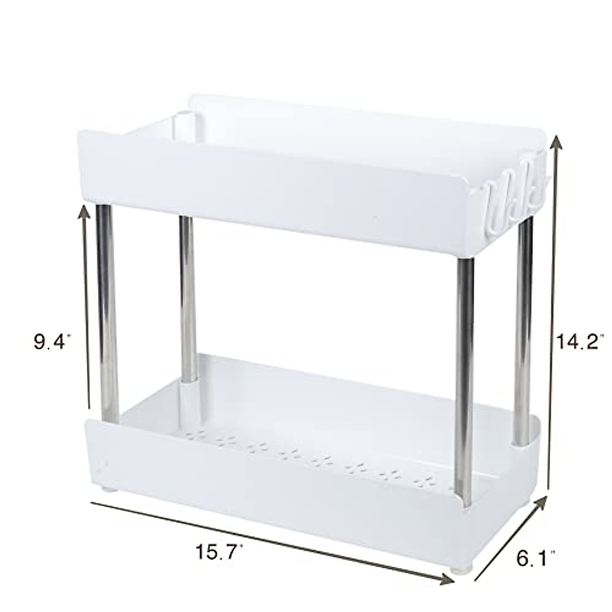 Decorcode 2-Tier Bathroom Organizer Countertop, Kitchen Spice Rack, Vanity Shelf for Makeup, Cosmetic, Skin Care, Narrow Places Storage Shelf for Bathroom, Under Sink, Kitchen, Laundry,White
