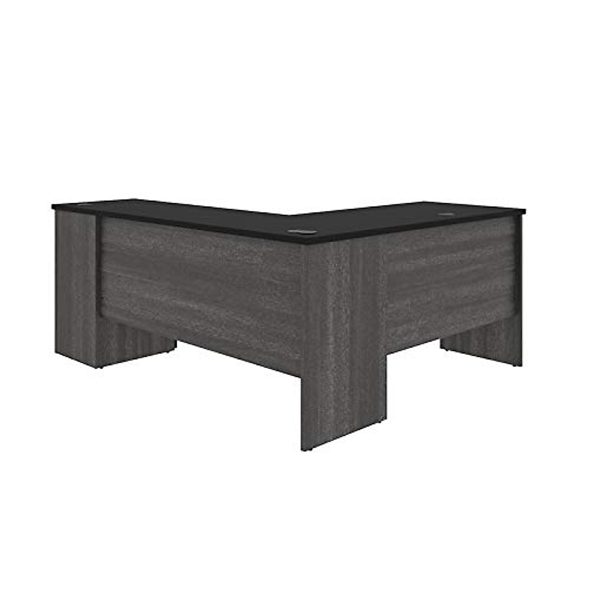 Bestar Norma L-Shaped Desk, 71W, Black & Bark Gray