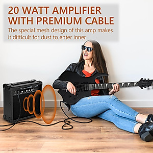 Ktaxon Burning Fire Design Electric Guitar Kit, 39-inch HSH Pickup Electric Guitar Beginner Guitar Set with Amplifier, Rosewood Fingerboard, 5-Ways Pickup Switch (Matte Black)