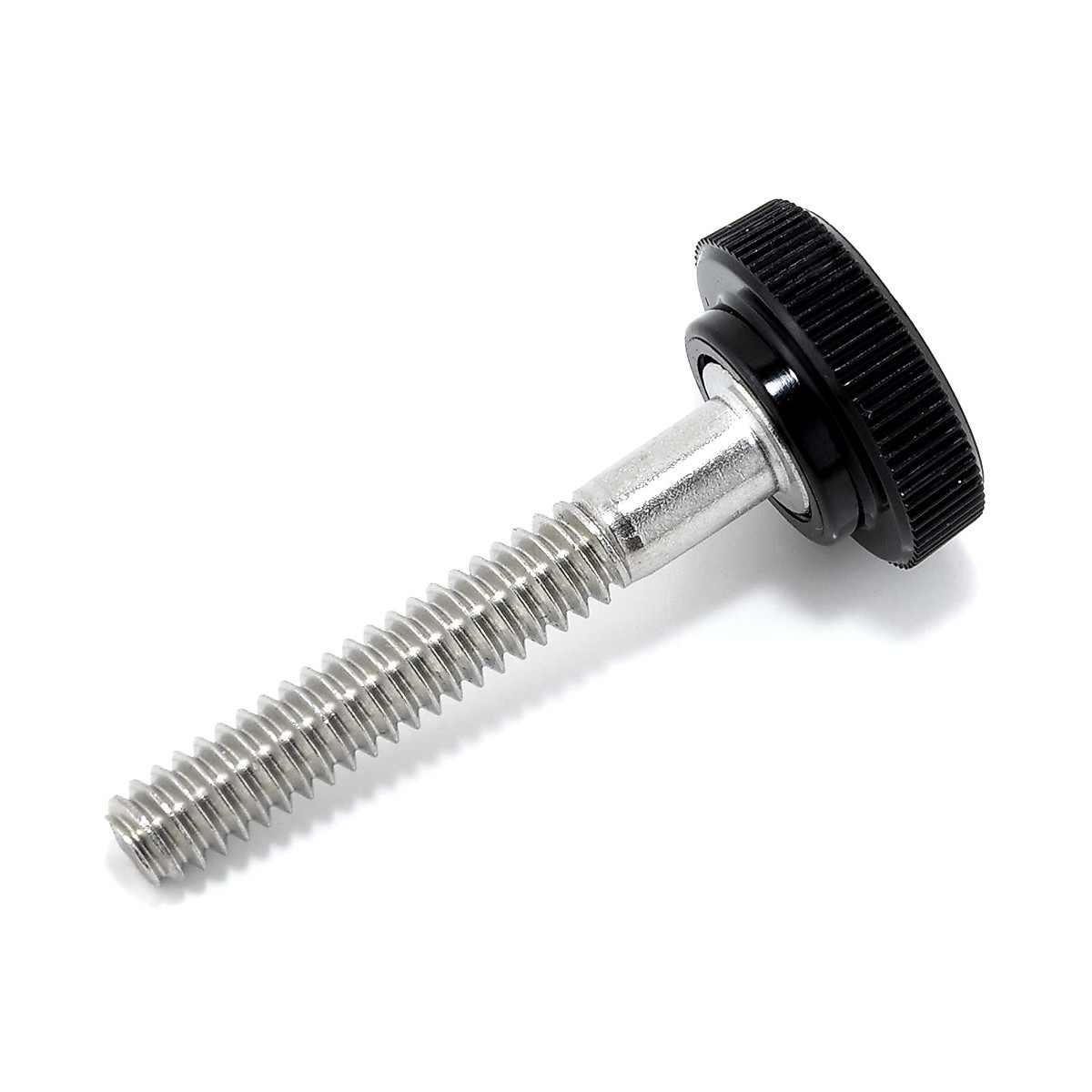 #10-24 x 1-1/4" Thumb Screw Stainless Steel - Black Knurled Round Plastic Knob - Standard/Coarse Thread Thumbscrew - Length: 1.250" - Proudly Built in USA - Package of (4)