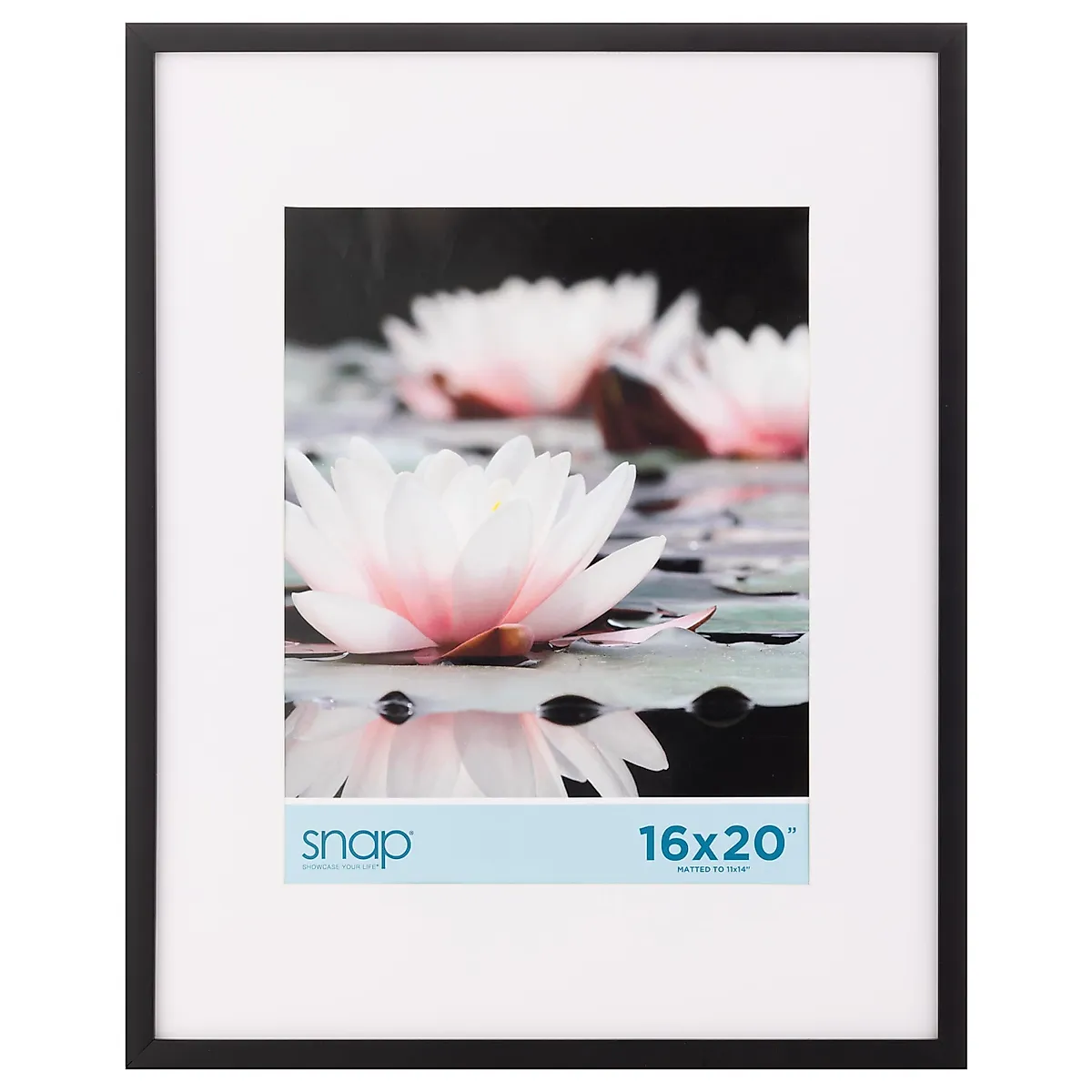 Snap - 16"x20" Black Wall Picture Frame - Single White Mat - Matted for 11"x14" Image - Versatile Display Option for Your Cherished Memories - Rectangular Tabletop - White Poster Frame