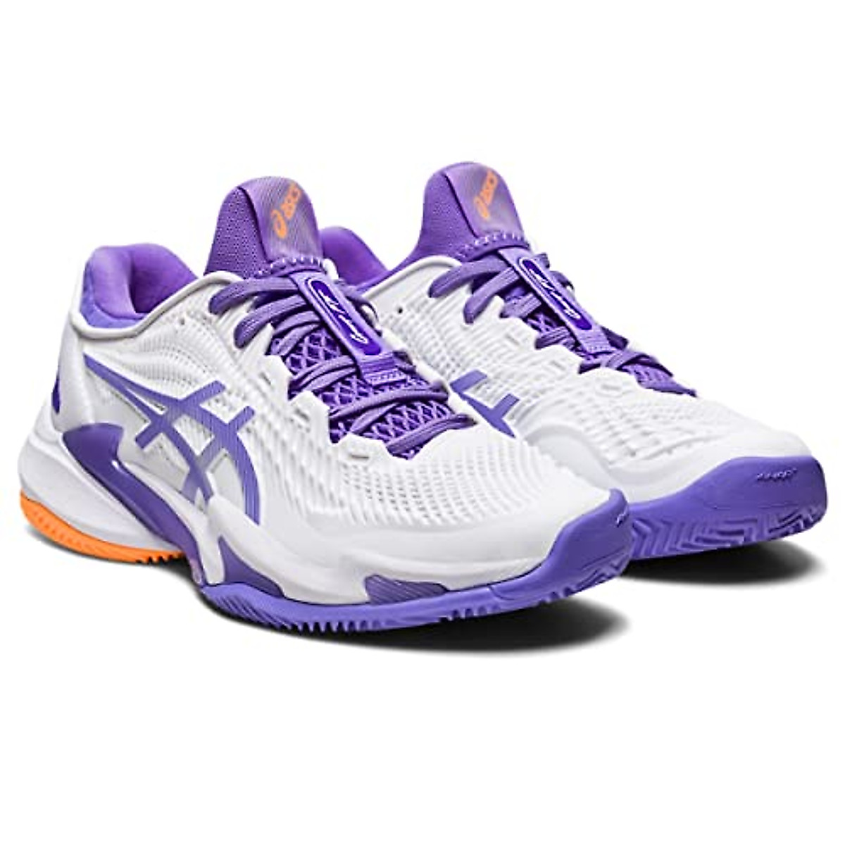 ASICS Women's Court FlyteFoam 3 Clay Tennis Shoes, 7.5, White/Amethyst