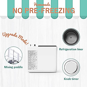 swicifii Ice Cream Maker with automatic cooling system,soft serve ice cream machine,yogurt maker, Gelato,Sorbet, White 9inchx6.5inchx7.5inch XWDS-BQLJ XWDS-BQLJ-W