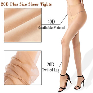 WAKUNA 2 Pairs Toeless Pantyhose Tights For Women 20D Open Toe Pantyhose Control Top Beige Small