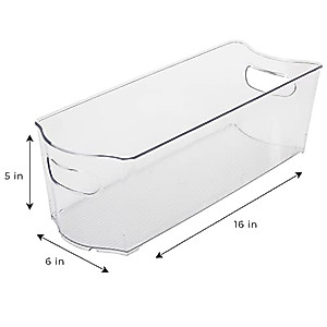 Smart Design Stackable Refrigerator Organizer Bins for Fridge Storage – Clear, 6 x 16 in., Set of 8 – Fridge Organization and Storage Bins with Handles for Easy Living – BPA-Free Plastic