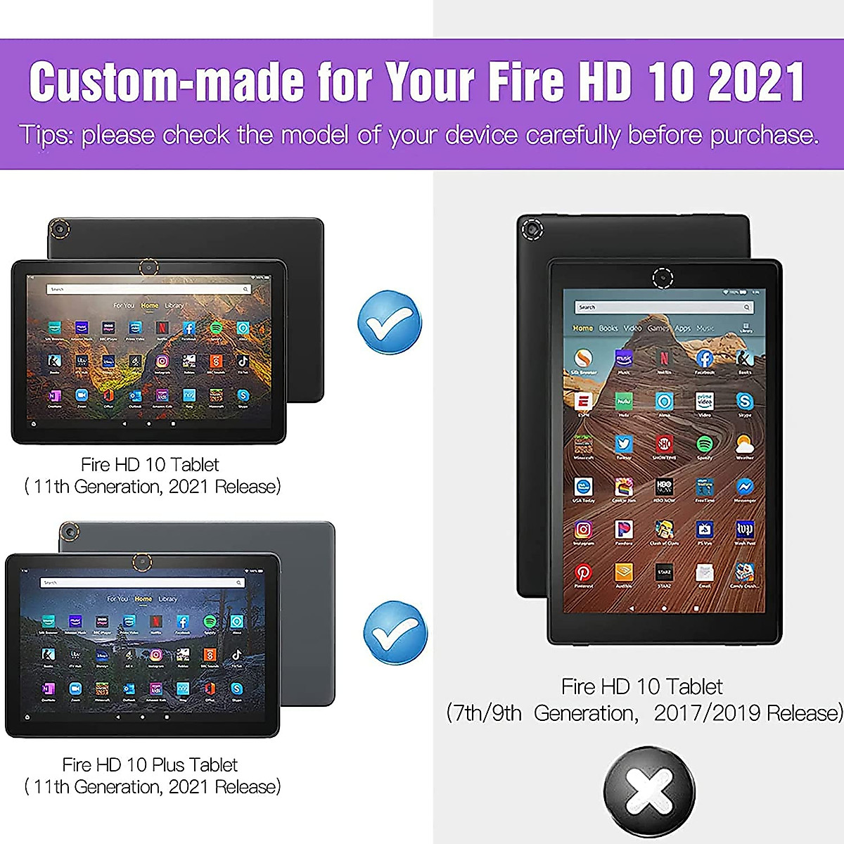 Case for All-New Fire HD 10 & Fire HD 10 Plus Tablet (10.1", 11th Generation, 2021 Release), Slim Folio Stand Soft Cover with Smart Auto Wake/Sleep, Colorful Floral Green Leaf + Coasters