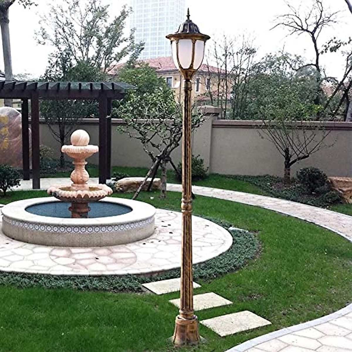 MODEBHD 1.75m European Glass Lantern Outdoor Column Light Tradition Antique Aluminum Waterproof Street Post Light E27 Decoration Garden Floor Lamps Lawn Landscape Bollard Lamp