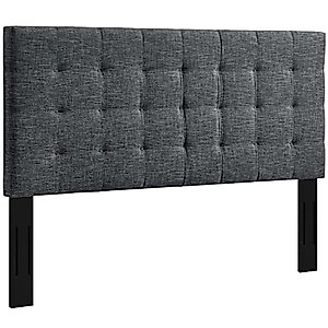 Modway Paisley Upholstered Tufted Linen Fabric Twin Headboard Size in Gray