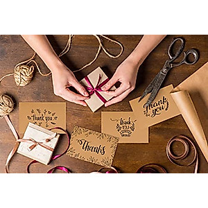 Thank You Cards of Ohuhu, 36 Pack Brown Kraft Paper 6 Design of Assorted Thank U Greeting Note Card with Envelopes and Stickers for Wedding, Business, Birthday, Baby Shower, Blank Inside, 4 x 6 Inch