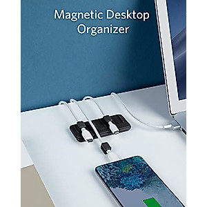 Anker Cable Management, Magnetic Cable Holder, Desktop Multipurpose Cord Keeper, 5 Clips for Lightning Cables, USB C Cables, Micro Cables, Other Wires, Sticks to Wood, Marble, Metal, Glass (Black)
