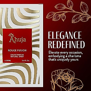 AHUJA Rouge Fusion Unisex Eau De Parfum 3.4 fl oz - Vanilla Perfume W/Bold Citrus Scents & Allure Of Roses, Geraniums, & Pine - Sophisticated Scents
