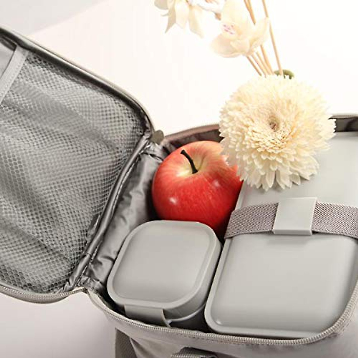 Back to School Students Adults Lunch Box for Men Japanese Bento Box 2 Tier Lunchbox Stackable Food Container with Built-in Utensil Set Insulated Lunch Bag Soup Mug Compartment for Office Work Camping