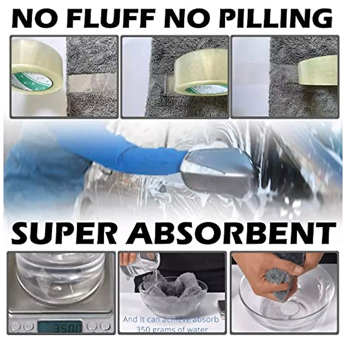 Atlas Connect 1200 GSM Ultra Thick Microfiber Towels for Cars, Soft Car Drying Towel for Washing, Polishing and Auto Detailing 16'' x 16'' (3 Pack)