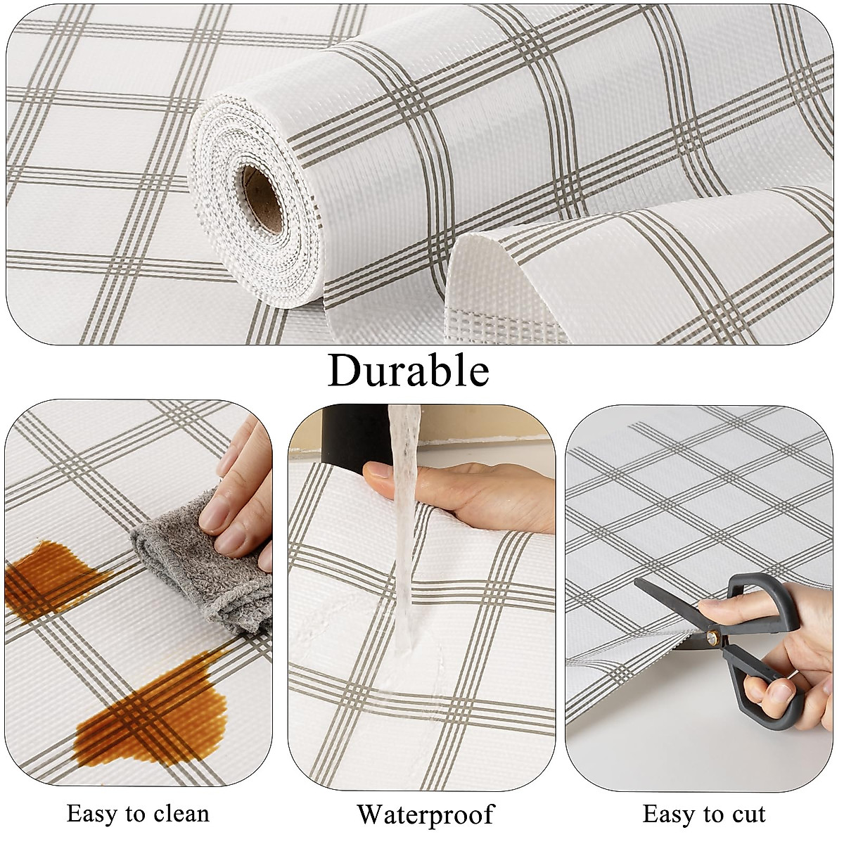 Shelf Liner for Kitchen Cabinets,17.7Inch x 78.7Inch , Non Adhesive, Kitchen Drawer Liner Roll for Refrigerator/Pantry/Shelves/Under Sink, Waterproof Double Sided Non-Slip,Washable Cabinet Liners