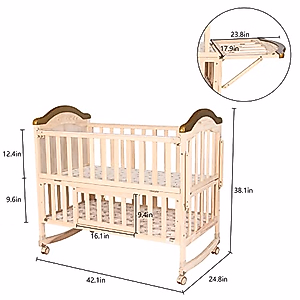 Styhigh 4 in 1 Convertible Crib, Portable Convert to Toddler Bed, Bassinet Bedside Sleeper, Playpen, 2 Leg Modes Baby Beds with Mattress & Mosquito Net,Adjustable Heigh Mini Crib CPC Certificated