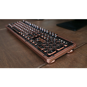 Azio Retro Classic Bluetooth 5.0 (Artisan) - Wireless/USB Wired Vintage Backlit Leather Mechanical Keyboard for PC/Mac (MK-RETRO-L-03B-US)