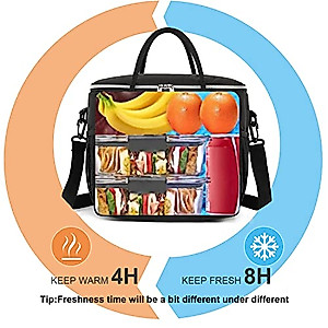 XQXA Lunch Bag Reusable Insulated Cooler Water Resistant Lunch Box Adult Tote Lunch Bag for Women/Men Work Picnic Beach or Travel