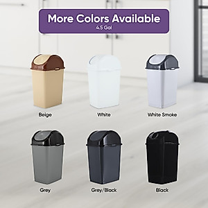 Superio Trash Can for Dorm Room with Lid 4.5 Gallon Plastic Garbage Can with Swing Top Lid, Medium Slim Waste Bin with Cover for Home, Kitchen, Office, Bedroom, Bathroom, College- 18 Qt (Gray/Black)