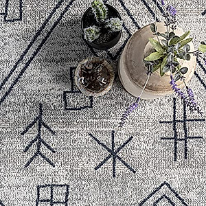 nuLOOM Paige Machine Washable Moroccan Motif Area Rug, 10' x 14', Grey