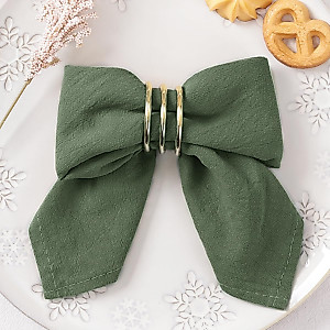 Socomi Christmas Thanksgiving Napkins Olive Green Linen Cloth Napkins Washable Dinner Napkins 17"x17" for Fall Friendsgiving Baby Shower Wedding Decoration Set of 4