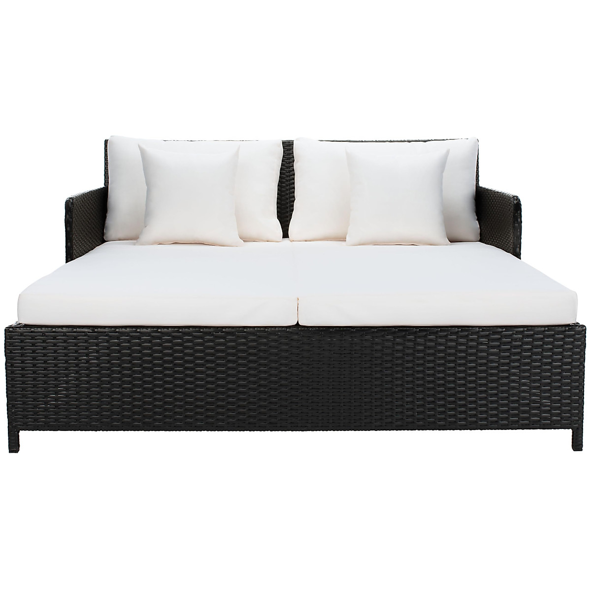 Safavieh PAT7500A Outdoor Collection Cadeo Black and White Cushion Daybed