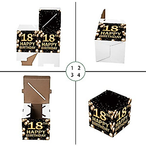 18th Birthday Card Box，Black And Gold Card Box for Birthday Party Decorations ，Party Supplies , Money Box -  1 PC (026 sr)