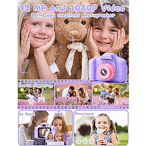 Miiulodi Camera for Kids Digital Selfie Camera Christmas Birthday Gifts for 3-12 Year Old Girls,Portable 1080P Children Video Toddler Camera Recorder Toys for 3 4 5 6 7 8 9 Years Old Girls with 32GB