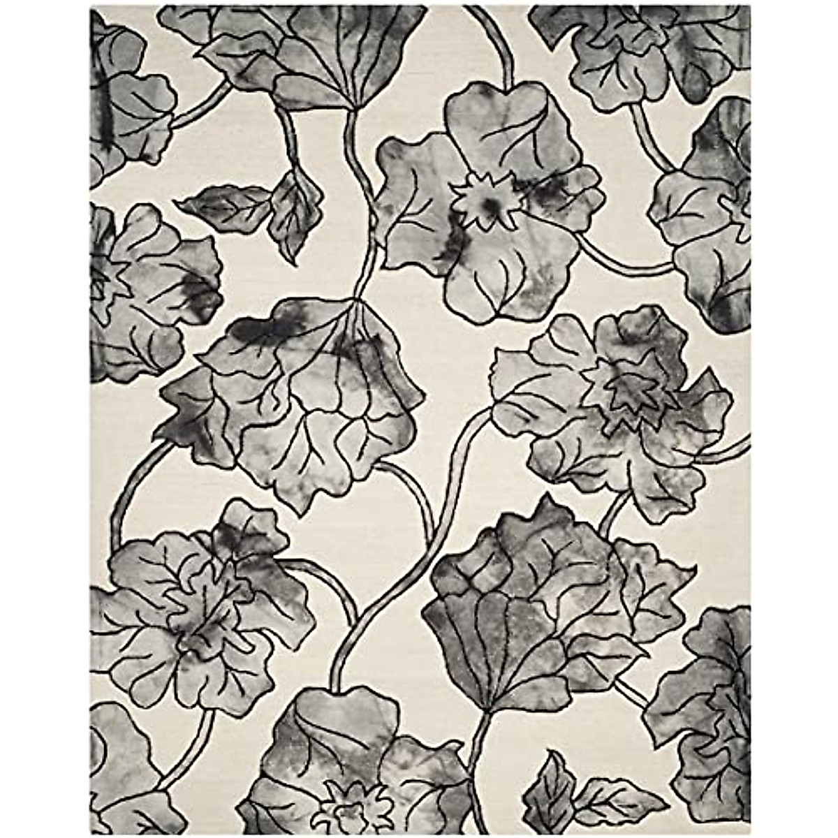 SAFAVIEH Dip Dye Collection 8' x 10' Ivory / Light Grey DDY683C Handmade Floral Watercolor Premium Wool Area Rug