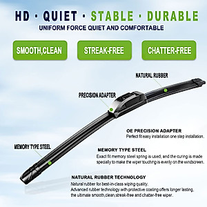 OEM QUALITY 26" + 16" PARRATI Premium All-Season Windshield Wiper Blades (Set of 2)