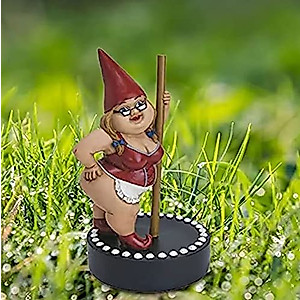 Pole Dancing Gnome Garden Statue! 6 Inch Pole Dancer Gnomes Figurine Garden Landscape Outdoor Decor! Polyresin Gnome Resin Dwarf Sculpture Art Decor!