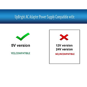 UpBright 5V AC/DC Adapter Compatible with Philips Hue Bridge Hub 2.0 2.1 3241312018A 1st 2nd Gen CE0979 458471 464479 S003PU0500060 S005BMM0500100 APD WB-10E05R SBD7000 AD300/37 Power Supply Charger
