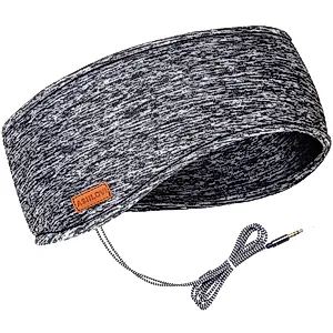 ASIILOVI Sleep Headphones & Ear Warmers Headband Headphones & Ear Muffs Ear Covers with Ultra-Thin HD Stereo Speakers for Outdoor Sports Running Nap Sleeping ASMR & Daily Wear (Wired-Twist Gray)